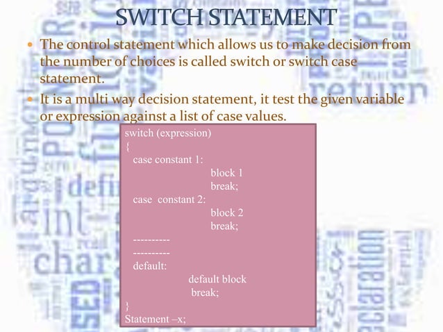 Decision Making Statement in C ppt | PPTX