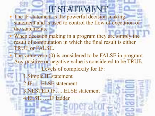 Decision Making Statement in C ppt | PPT Decision Making Statement in C ppt | PPT