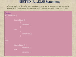 Decision Making Statement in C ppt | PPTX