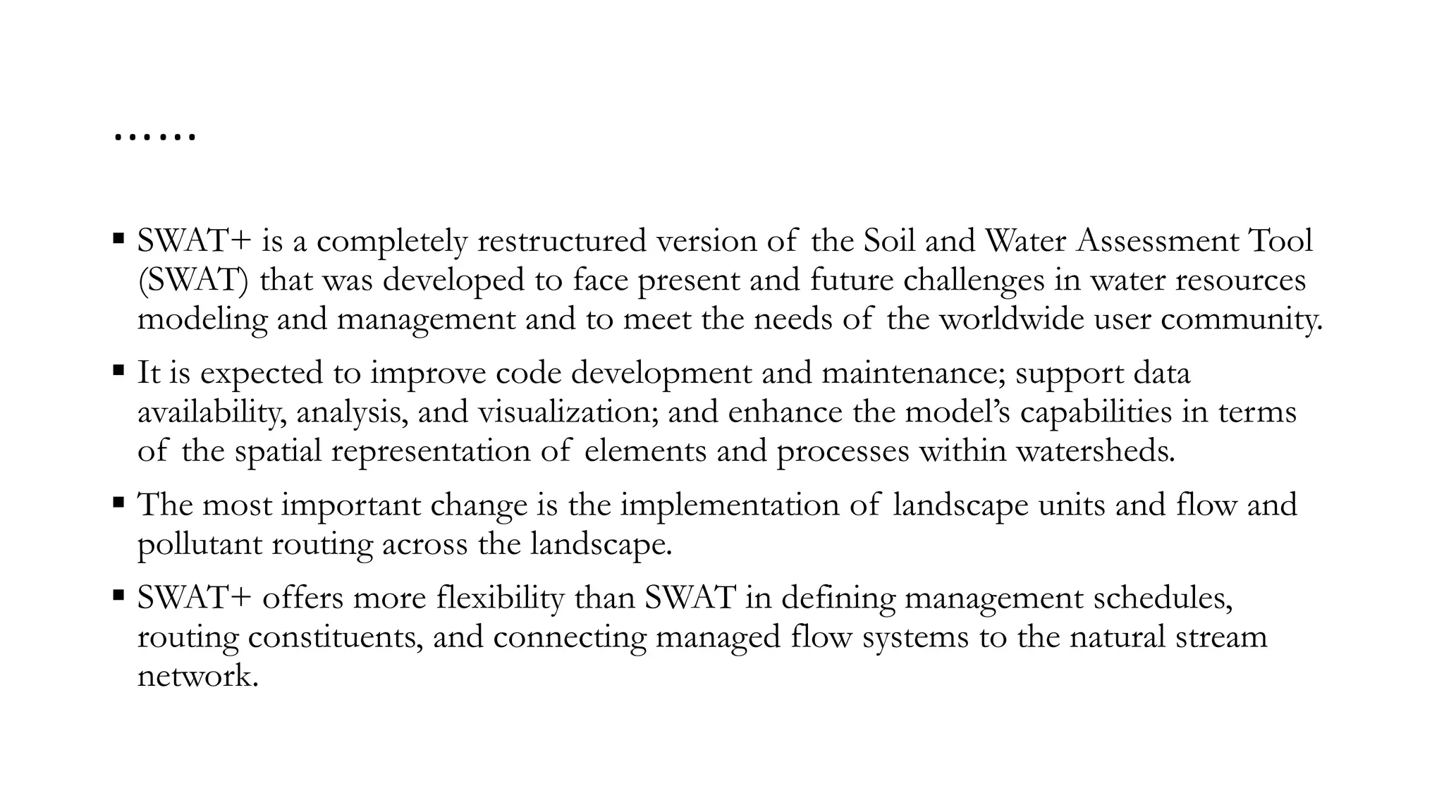 Soil and Water Assessment Tool Plus (SWAT+) | PPT