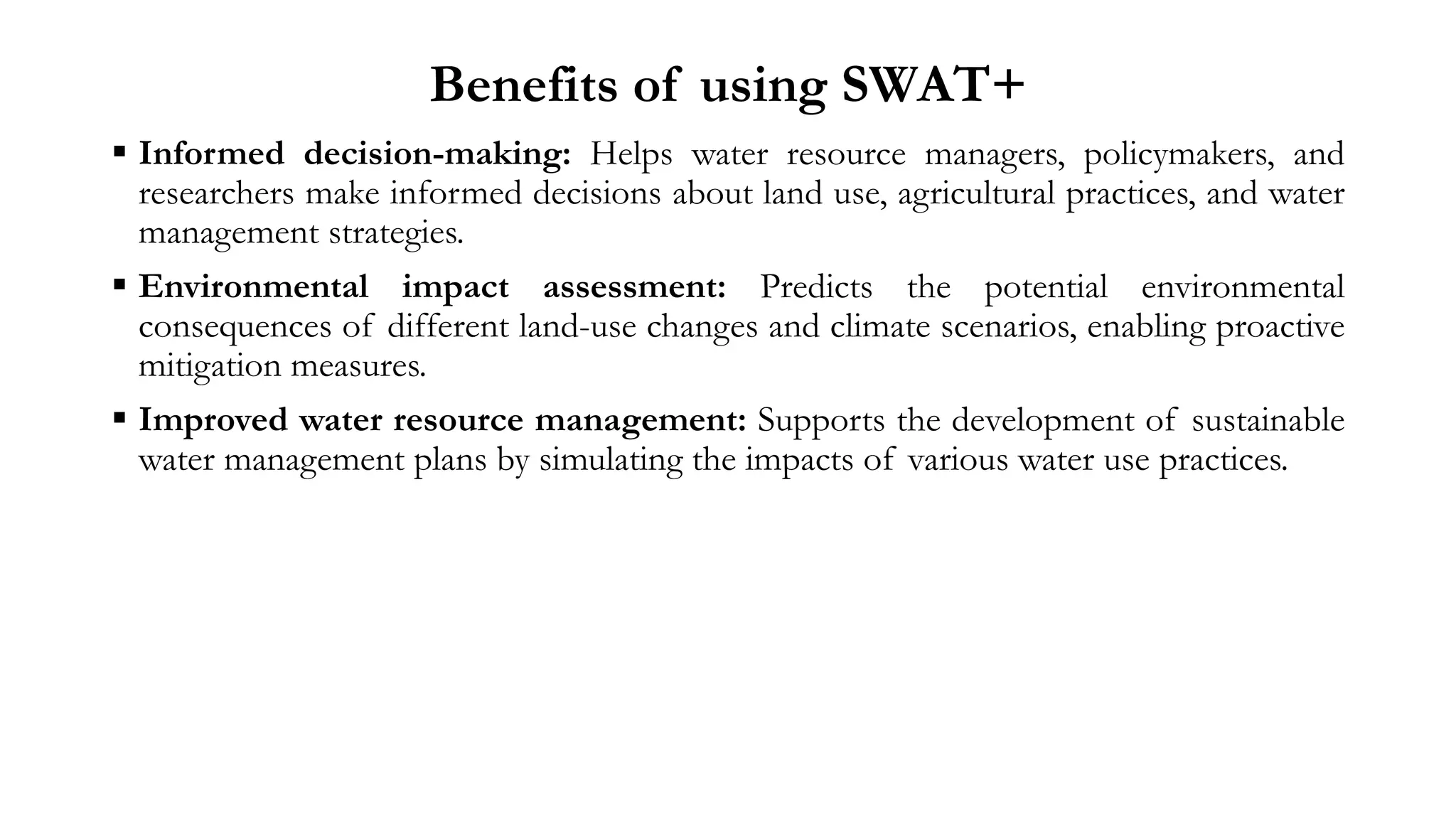 Soil and Water Assessment Tool Plus (SWAT+) | PPT