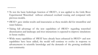 Soil and Water Assessment Tool Plus (SWAT+) | PPT