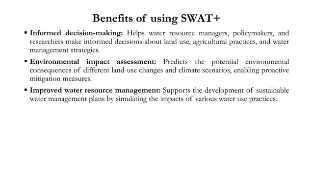 Soil and Water Assessment Tool Plus (SWAT+) | PPT
