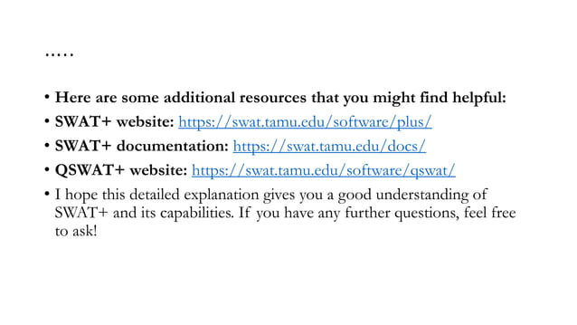 Soil and Water Assessment Tool Plus (SWAT+) | PPT