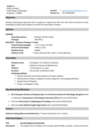 Swathi.V_BE(CSE)_Resume_2016 | PDF