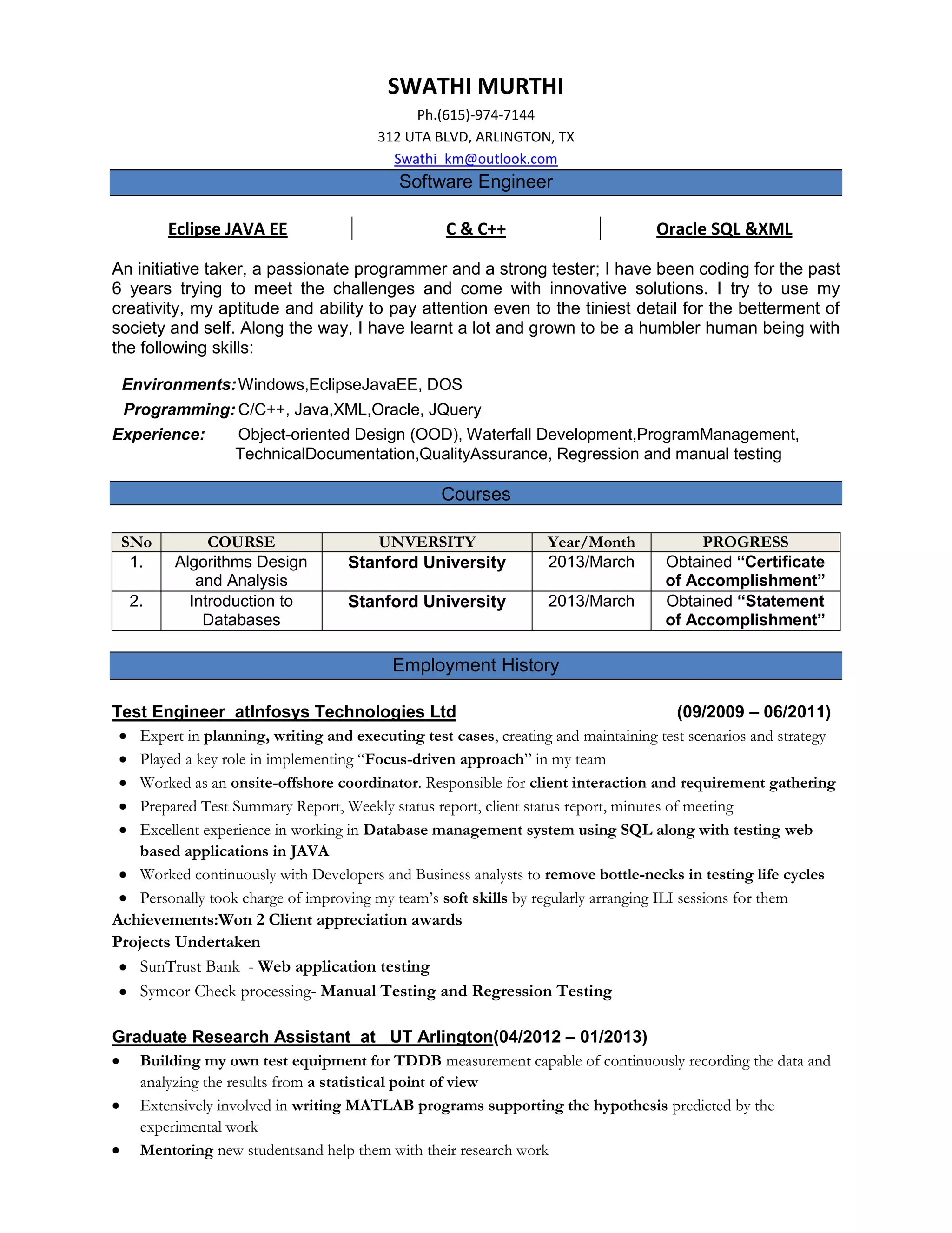 Swathi resume | PDF