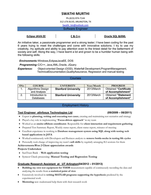 Swathi resume | PDF