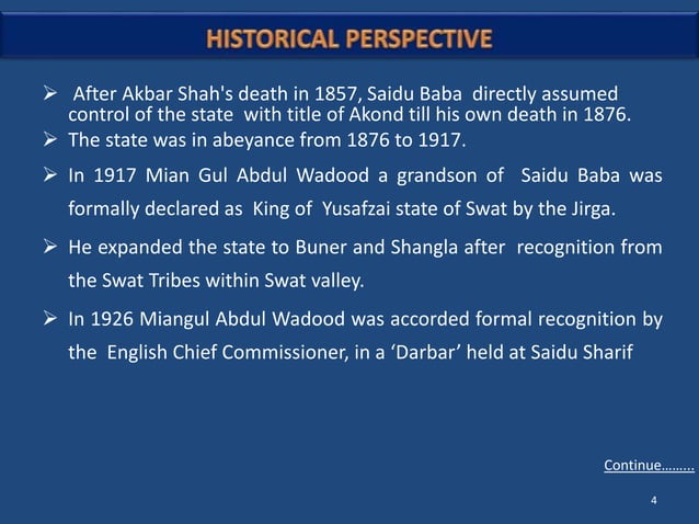 A brief history of Swat State and its last wali. | PPT