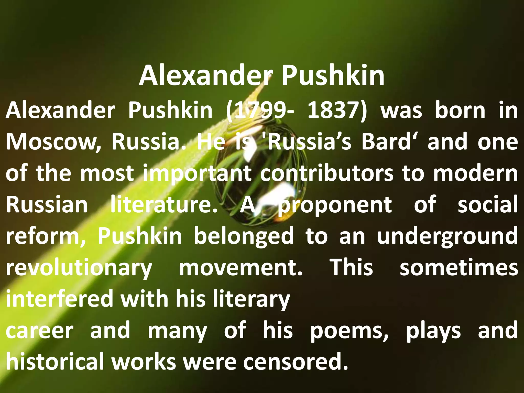 to my nanny Alexander pushkin | PPTX