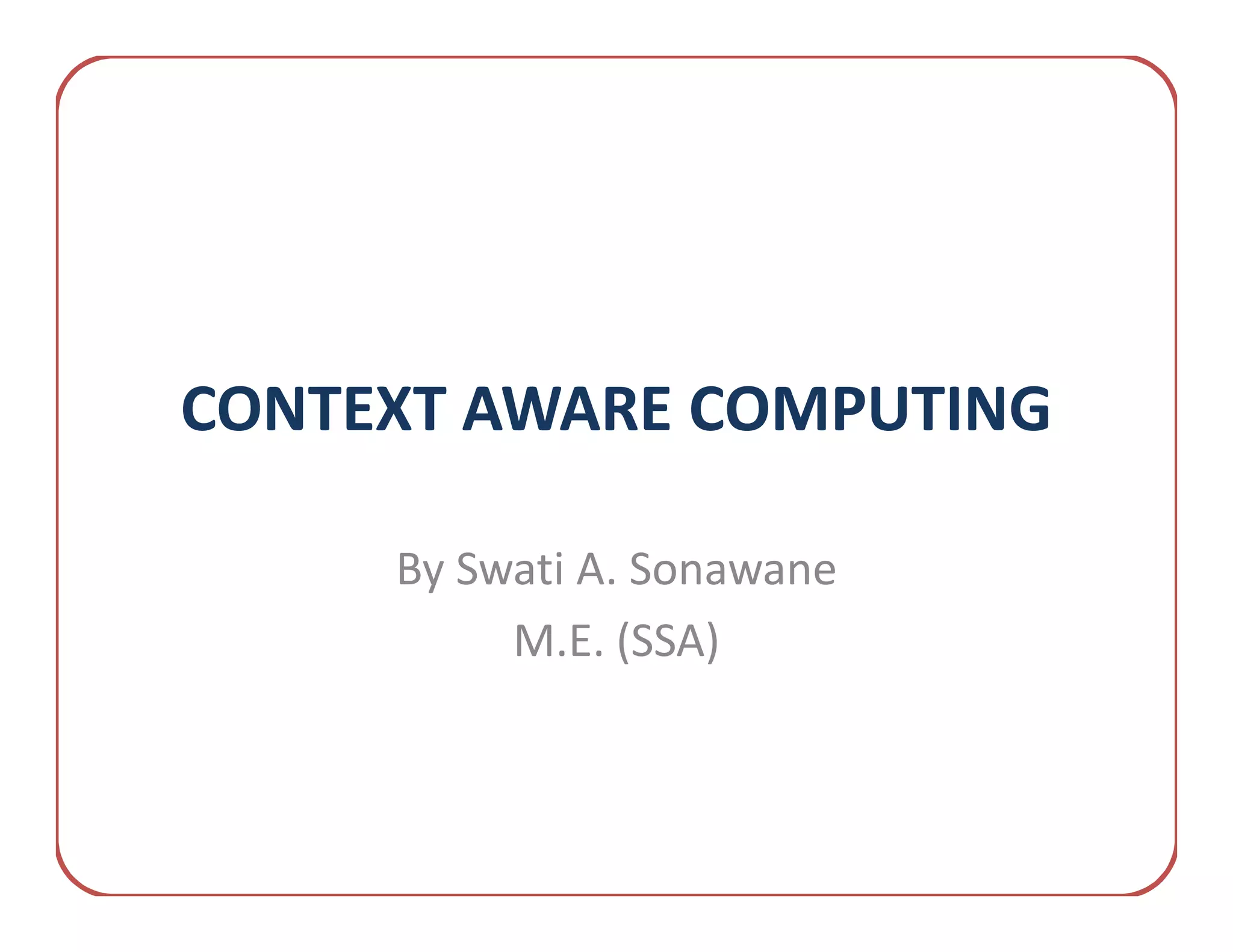context aware computing | PDF