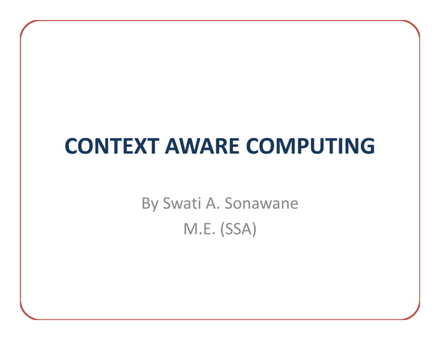 context aware computing | PDF