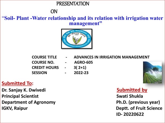 Soil -water -plant relationship | PPTX