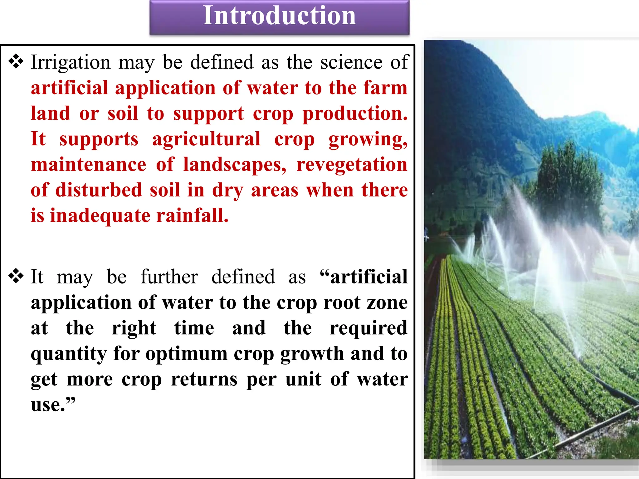 Advance in irrigation management, irrigation project | PPTX
