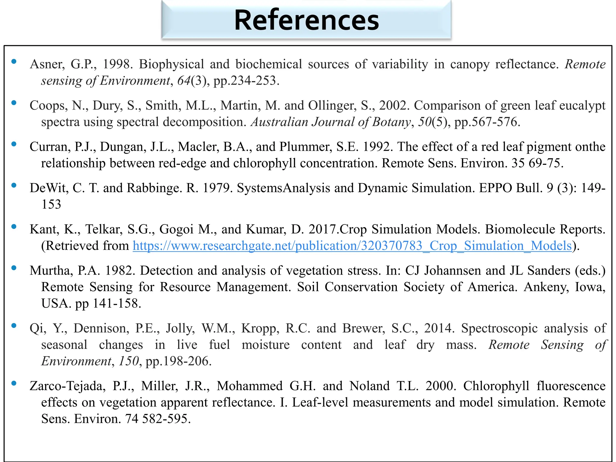 ‘Crop Modeling for Stress Situation , Assessing Stress through Remote ...