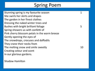 Swa y7 poetry lesson 4 assessment preparation spring | PPT