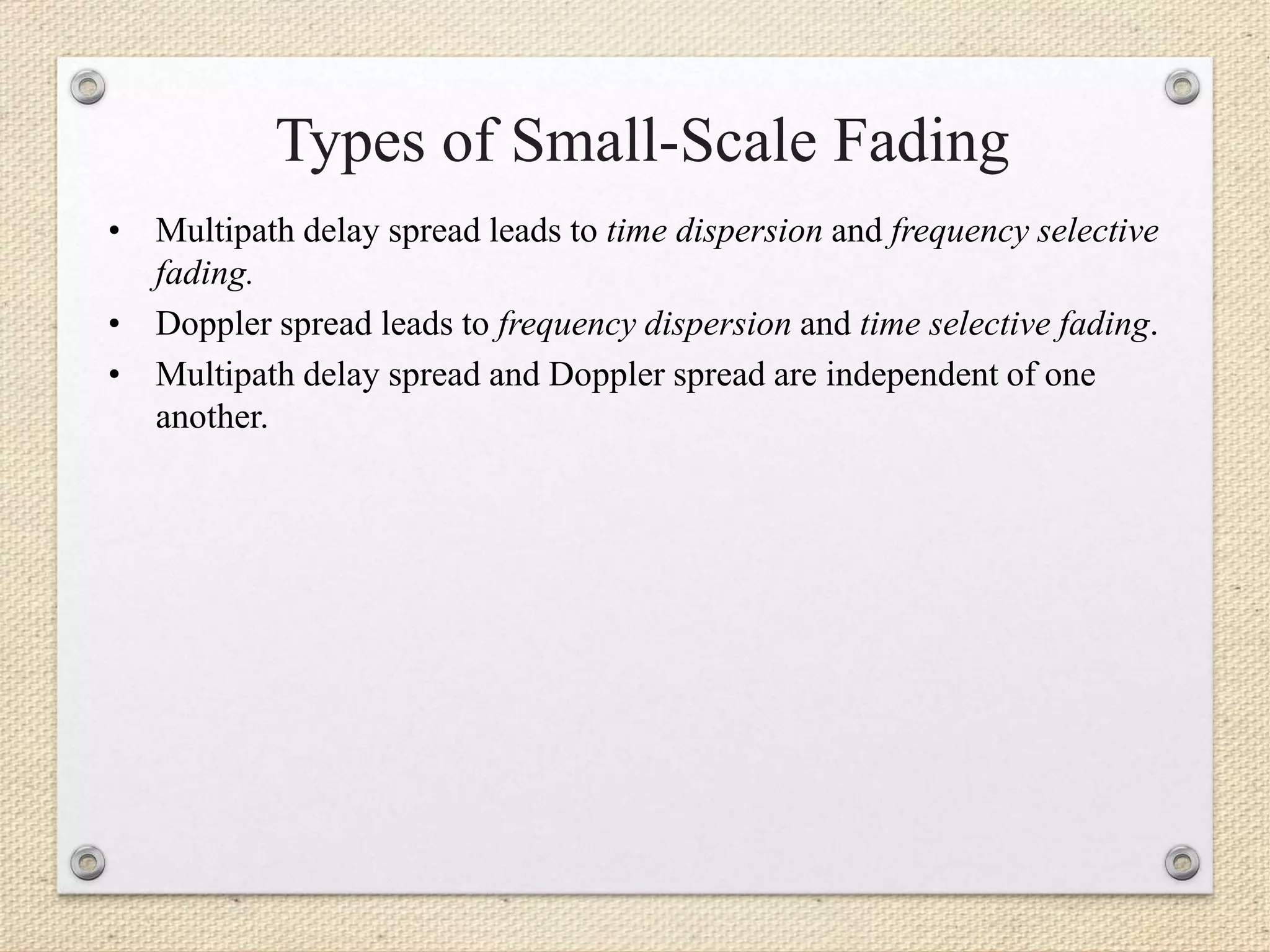 Small-Scale Fading and Multipath | PPT