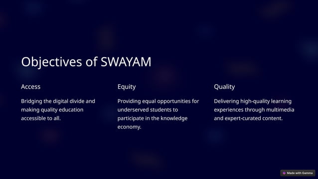 SWAYAM | PPT on SWAYAM | Notes on SWAYAM | PPTX