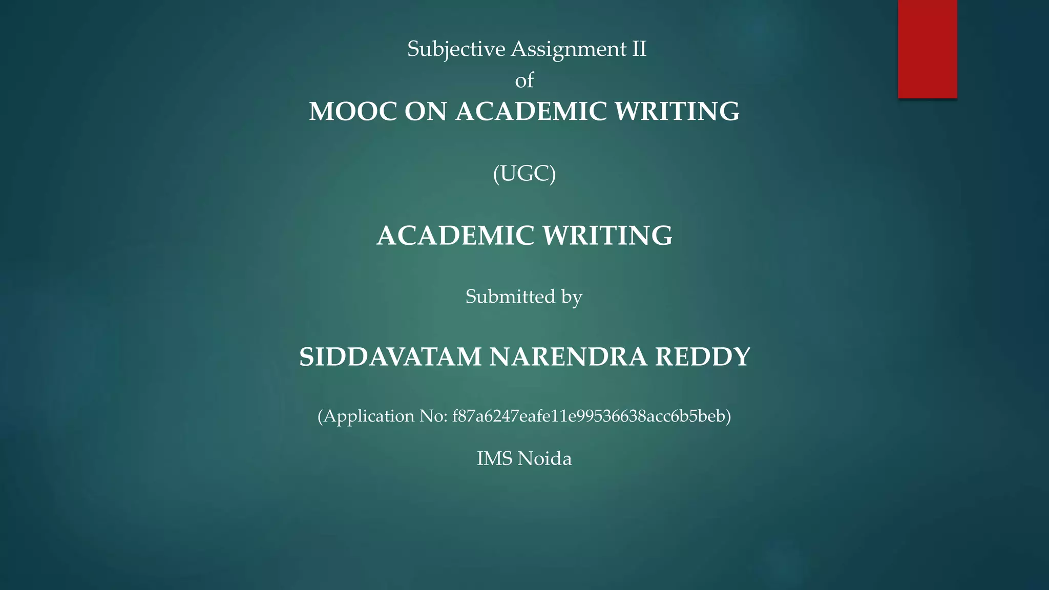 Swayam assignment | PPT