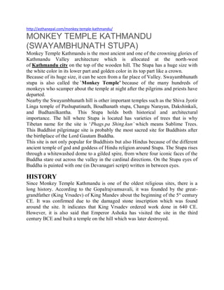 MONKEY TEMPLE KATHMANDU (SWAYAMBHUNATH STUPA) | PDF