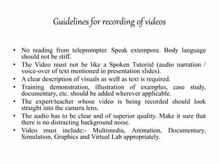 Guidelines for developing online courses for SWAYAM | PPTX
