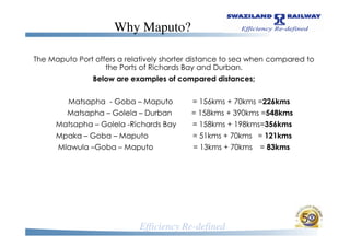 Maputo Development Corridor update: Swaziland Rail | PDF
