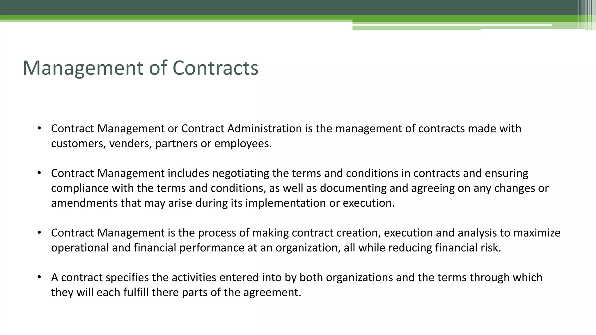 contract management, stages of contract management | PDF