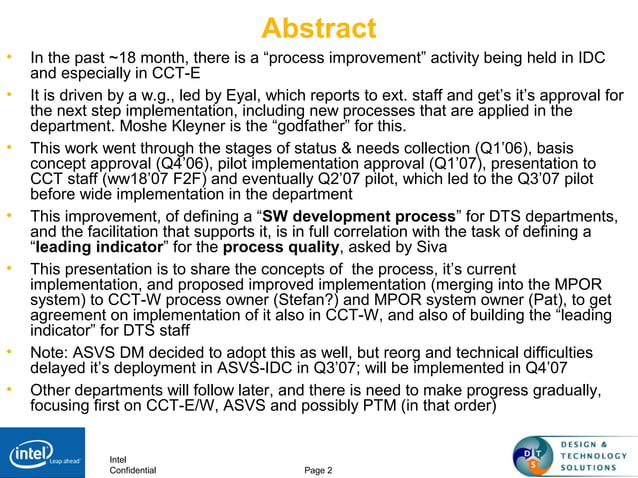 SW development process and the leading indicator | PPT