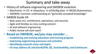 SWEBOK Guide Evolution and Its Emerging Areas including Machine Learning Patterns | PDF