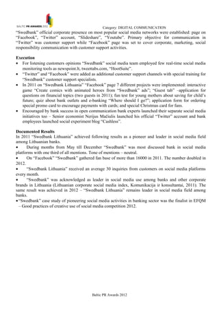 Swedbank Lithuania: social media pioneer in Lithuanian banking sector | DOC