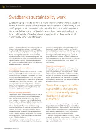 Swedbank sustainability report 2010 | PDF | Financial Industry | Industries