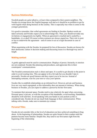 Swedish business culture guide - learn about Sweden | PDF