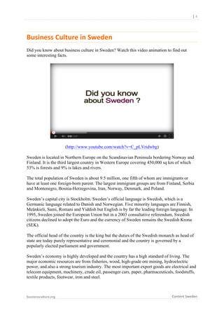 Swedish business culture guide - learn about Sweden | PDF