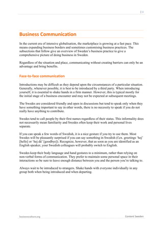 Swedish business culture guide - learn about Sweden | PDF