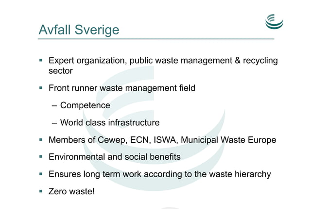 Swedish waste management- Avfall Sverige | PPT