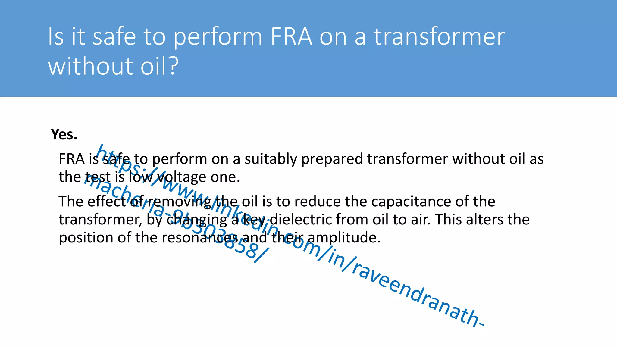 Frequency response analysis (FRA) of transformer | PPTX