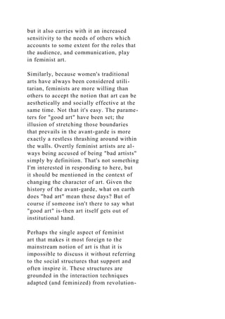 Sweeping Exchanges The Contribution of Feminism to the Art of.docx