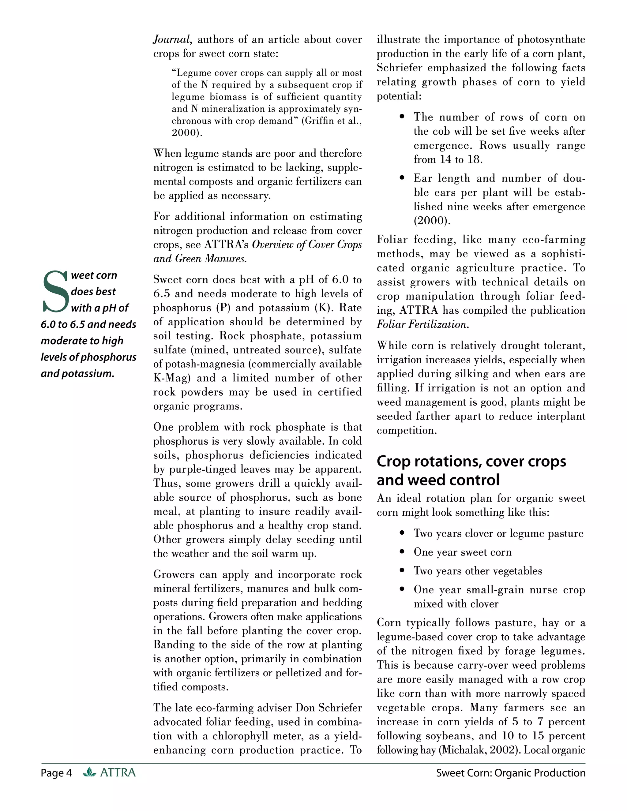 Sweet Corn: Organic Production | PDF