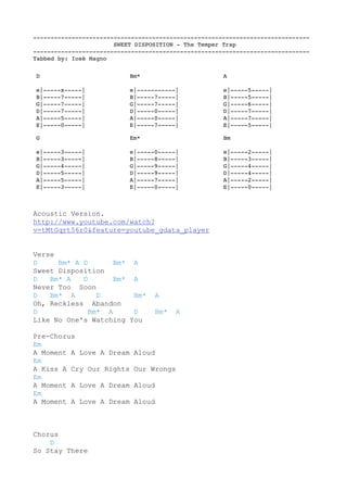 Sweet Disposition Guitar Chords
