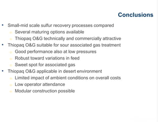 Sweetening and sulfur recovery of sour associated gas in the middle ...