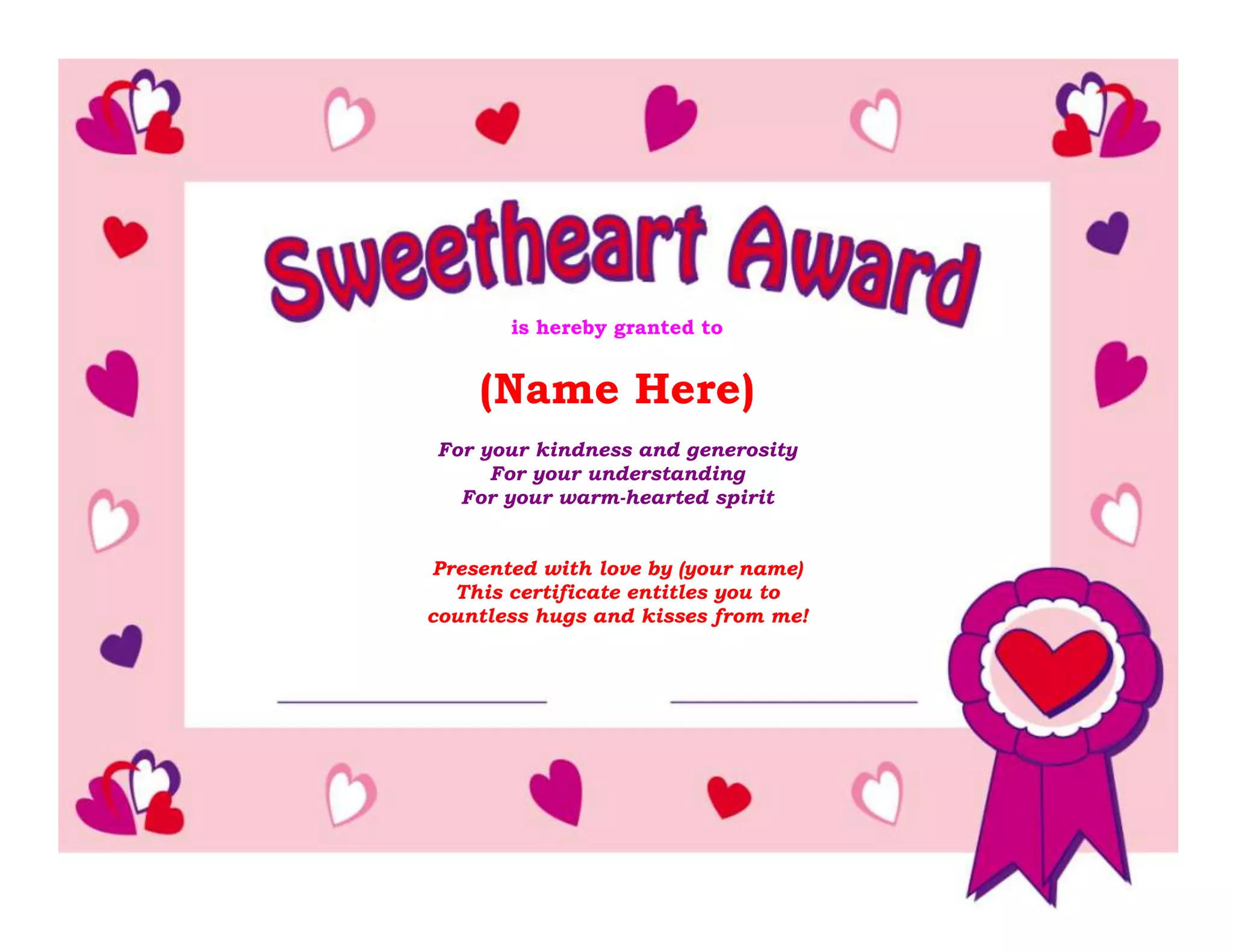 Sweetheart Certificate | DOCX