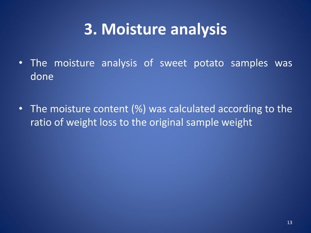 Sweet potato sugar composition and starch morphology study | PPTX | Desserts and Baking | Food ...