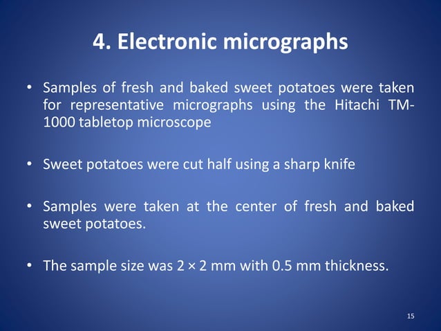 Sweet potato sugar composition and starch morphology study | PPTX | Desserts and Baking | Food ...