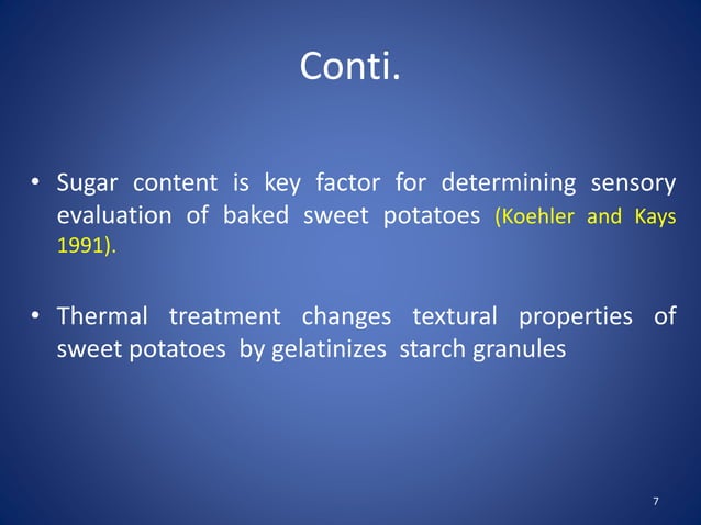 Sweet potato sugar composition and starch morphology study | PPTX | Desserts and Baking | Food ...