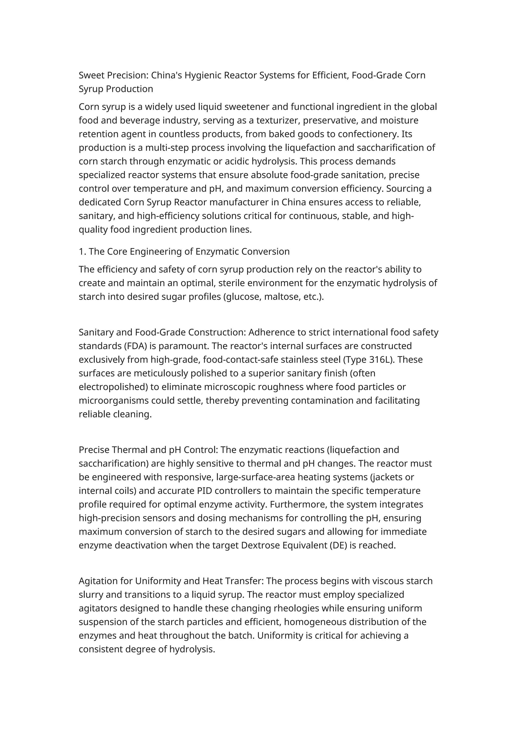 Sweet Precision China's Hygienic Reactor Systems for Efficient, Food ...