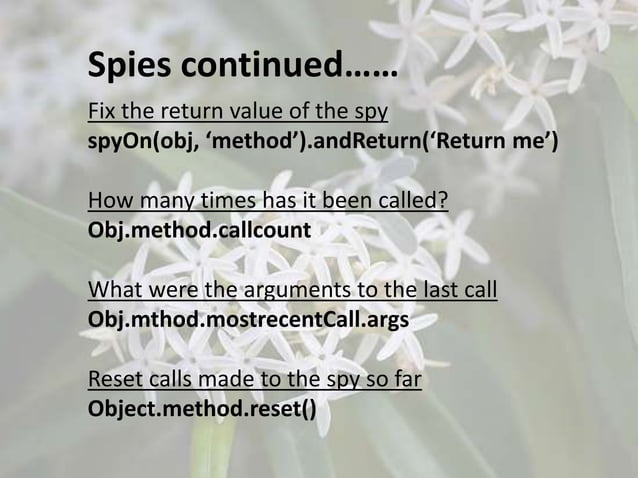 The sweet smell of jasmine for testing JavaScript | PPT