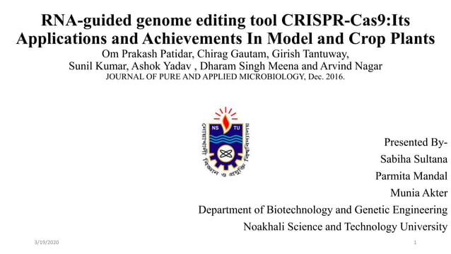 RNA-guided genome editing tool CRISPR-Cas9:Its Applications and ...