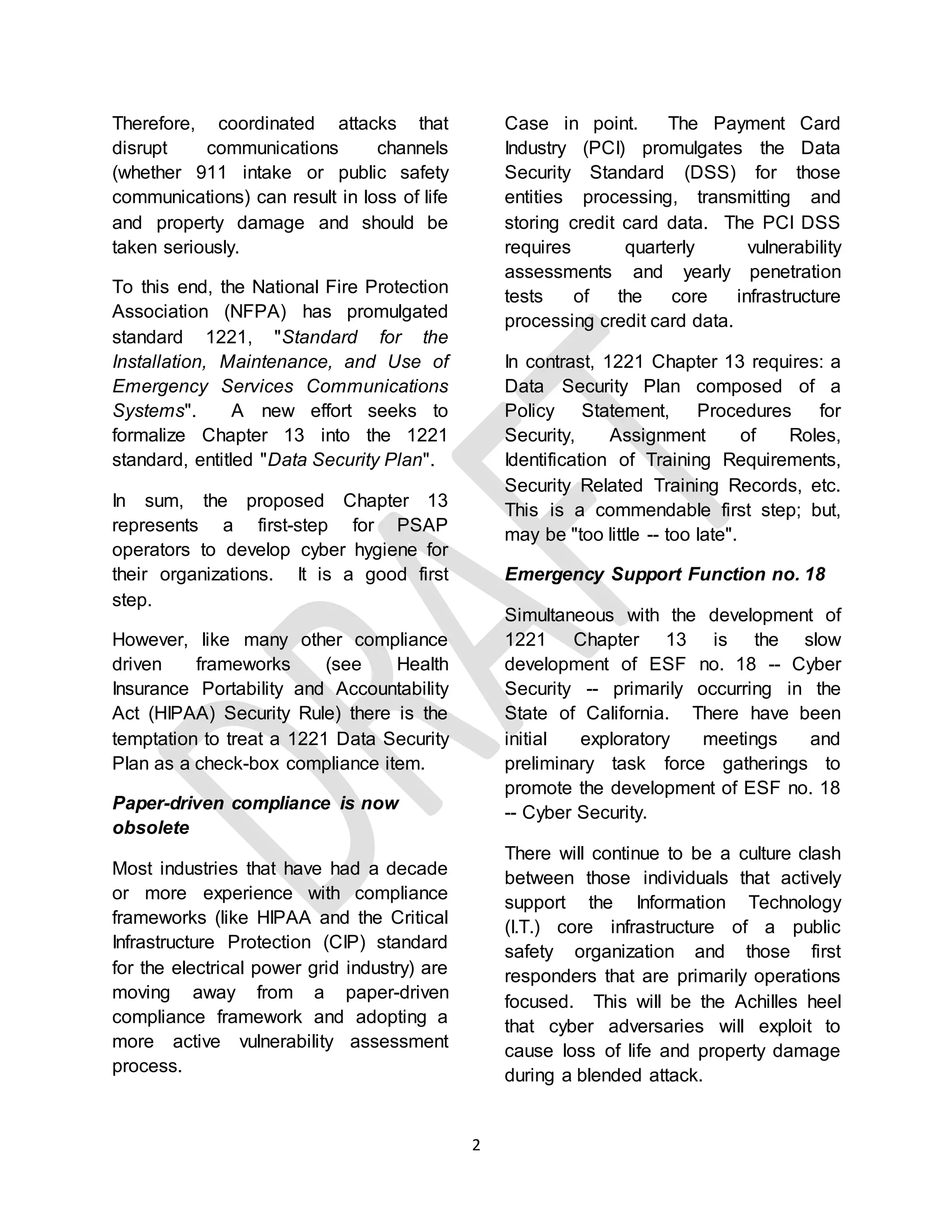 How to take down the 911 call center -- NFPA 1221 , Chapter 13 | PDF