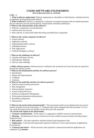 Sw engg two mark question | DOC