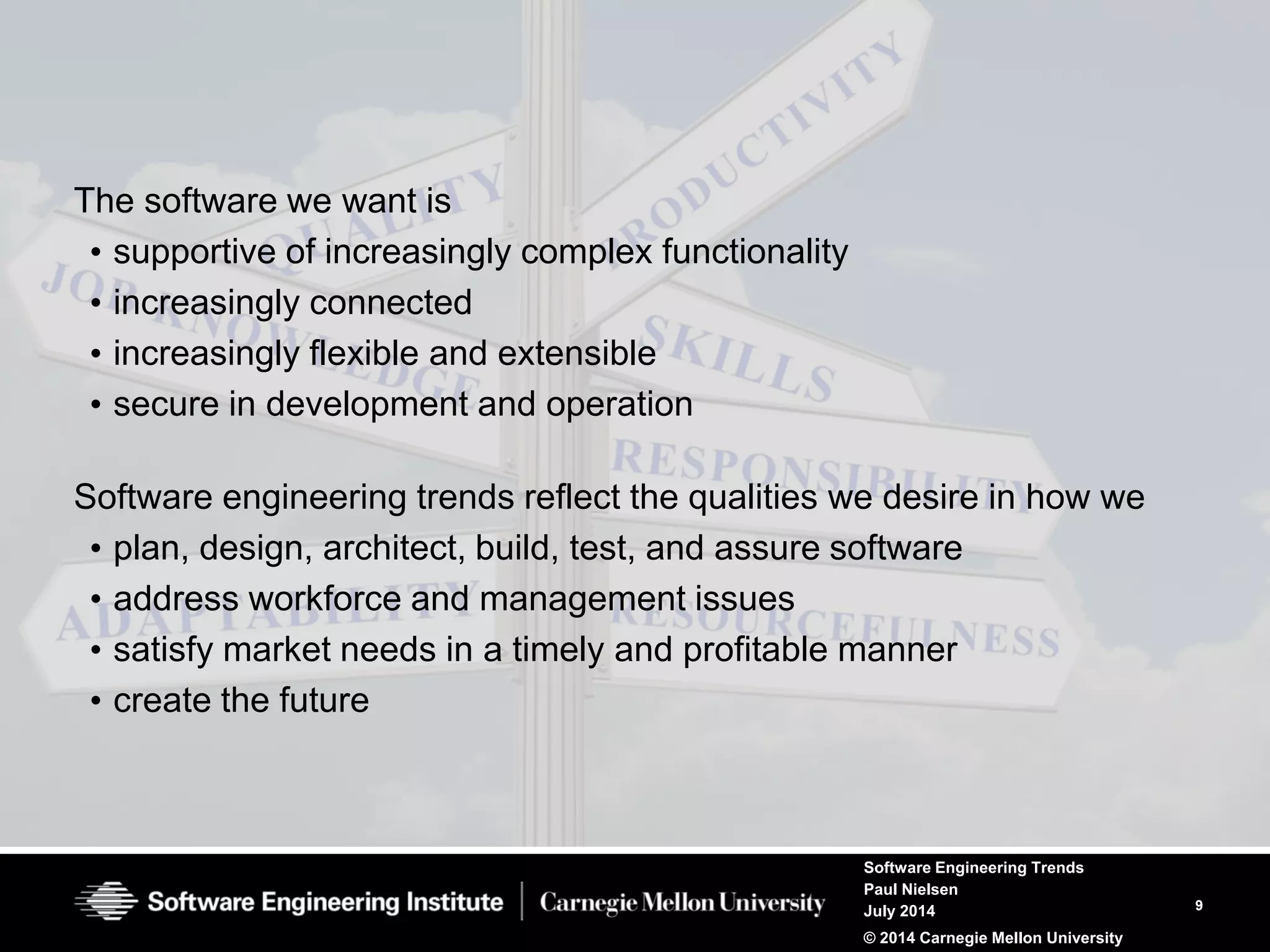Software Engineering Trends: Vision from Paul Nielsen, SEI | PPT
