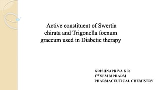 Active constituent of Swertia chirata and Trigonella foenum graccum ...